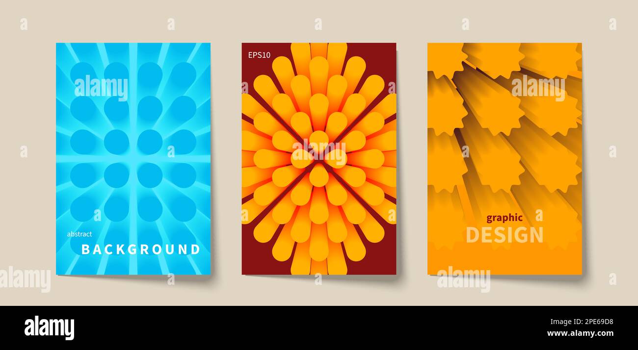 Set of bright geometric posters, covers of annual reports. Geometric ...