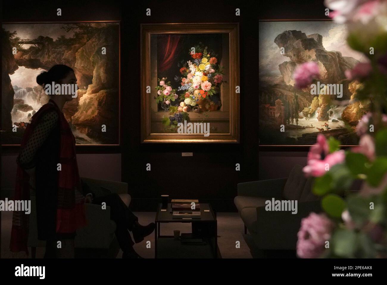 Still Life With Bouquets in a Niche, center, by Flemish painter Jan ...