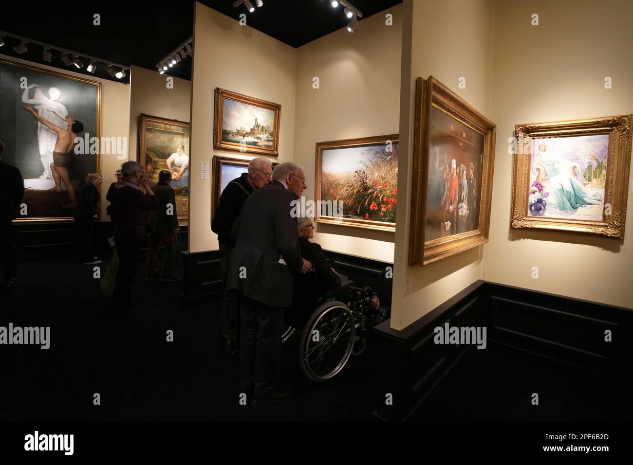 Visitors view works, including The Pygmalion and Galatea, left, by ...