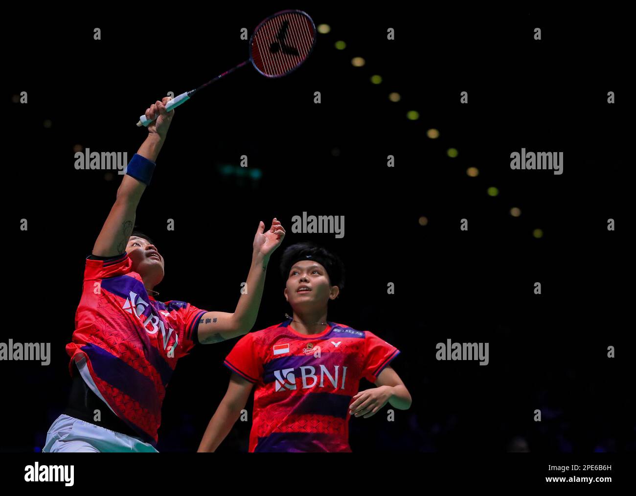 Indonesia's Apriyani Rahayu in action during her match with team mate ...