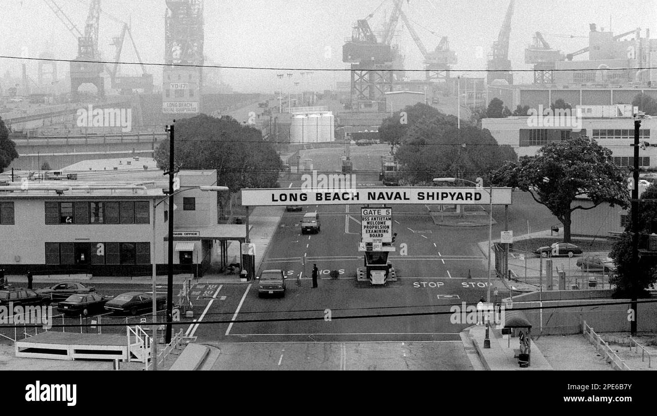 ** FILE ** The main gate of the Long Beach Naval Shipyard is seen in ...
