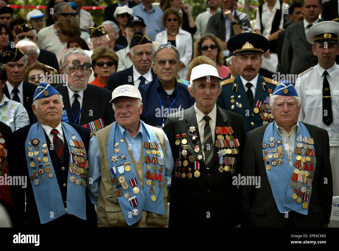 Jewish World War II veterans attend a ceremony to mark the 60th ...