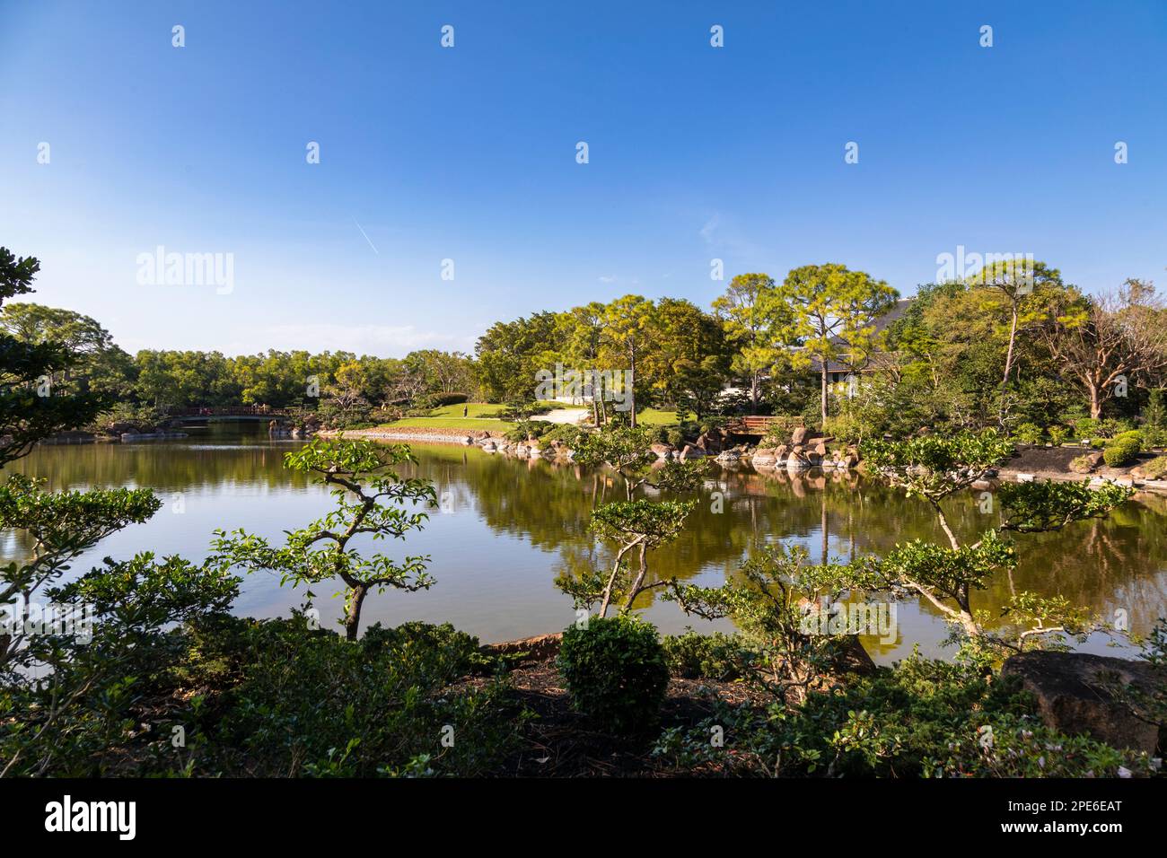 Landscape with a pond at the Morikami Museum and Japanese Garden, Delray Beach, Florida, USA ...