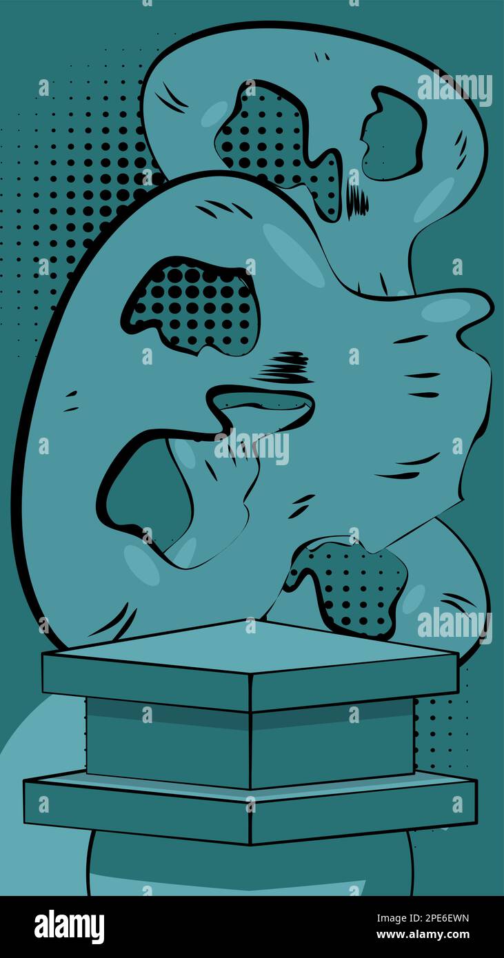 Crystal Blue Comic Book Showcase. Abstract Cartoon Product Podium ...