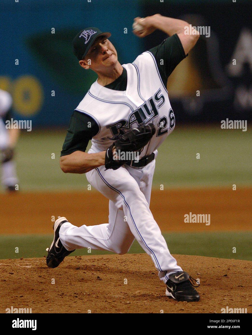 Tampa Bay Devil Rays starter Scott Kazmir pitches against the Minnesota ...