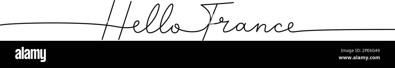 Hello France - word with continuous one line. Minimalist drawing of ...