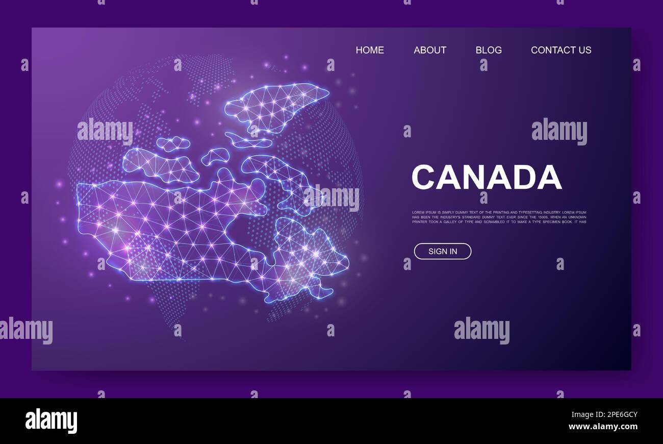 Canada 3d low poly website template. Canada map design illustration ...