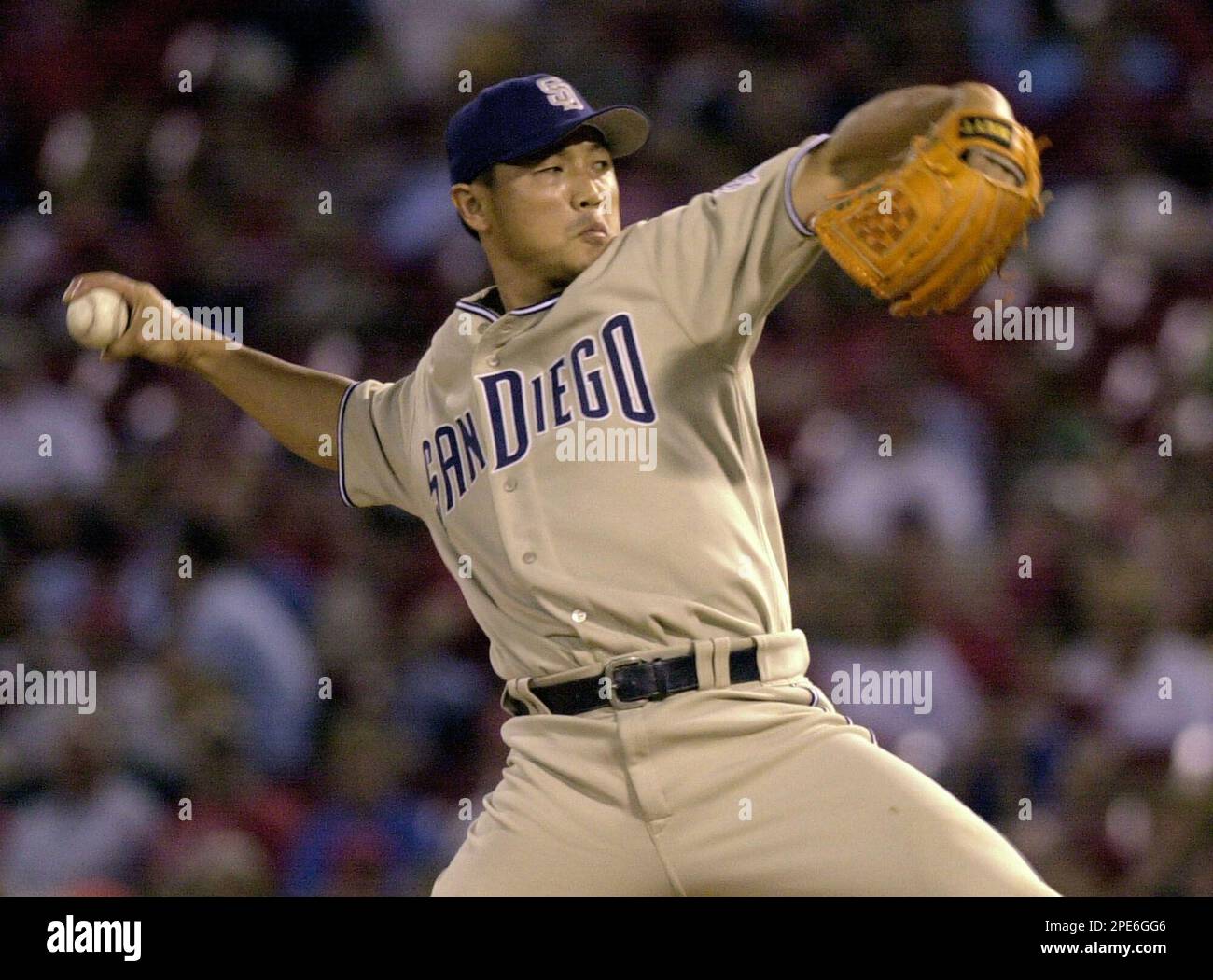 San Diego Padres' Akinori Otsuka, of Japan, pitches in the eigth inning ...