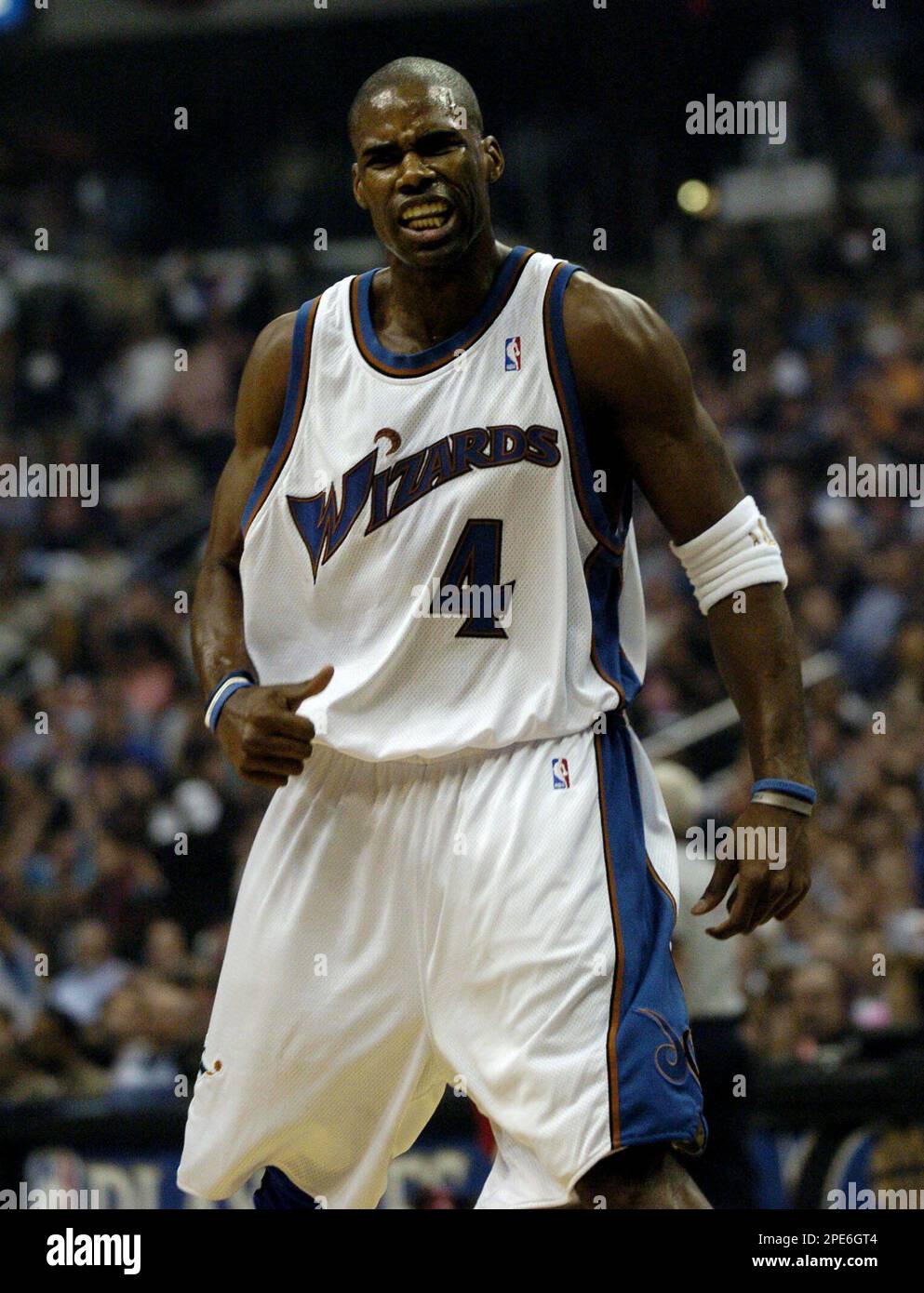 Washington Wizards forward Antawn Jamison reacts to a Wizards basket ...