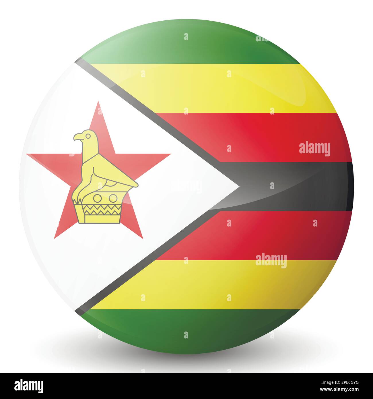 Glass light ball with flag of Zimbabwe. Round sphere, template icon ...