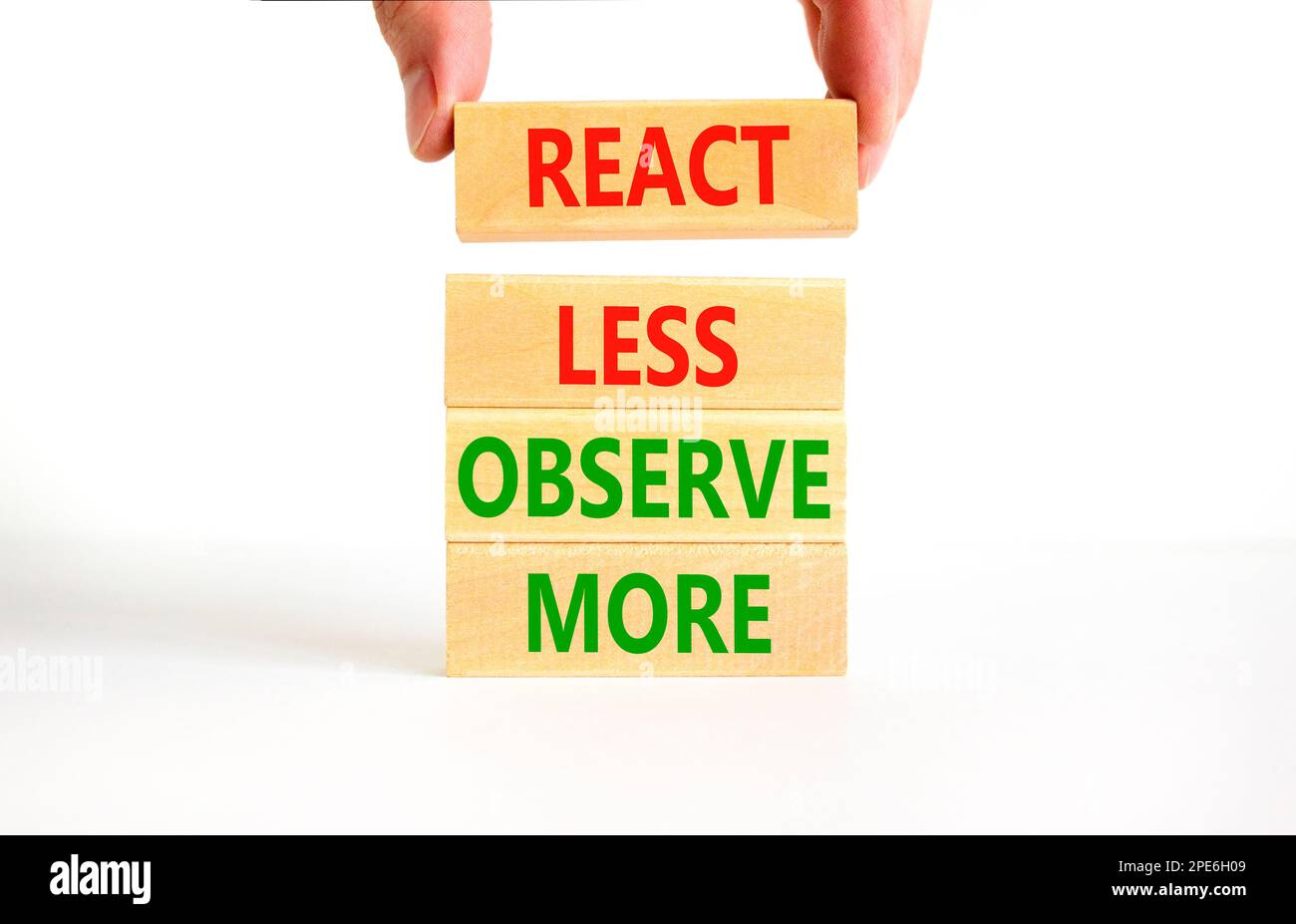 React Less Observe More Symbol Concept Words React Less Observe More On Wooden Block Beautiful