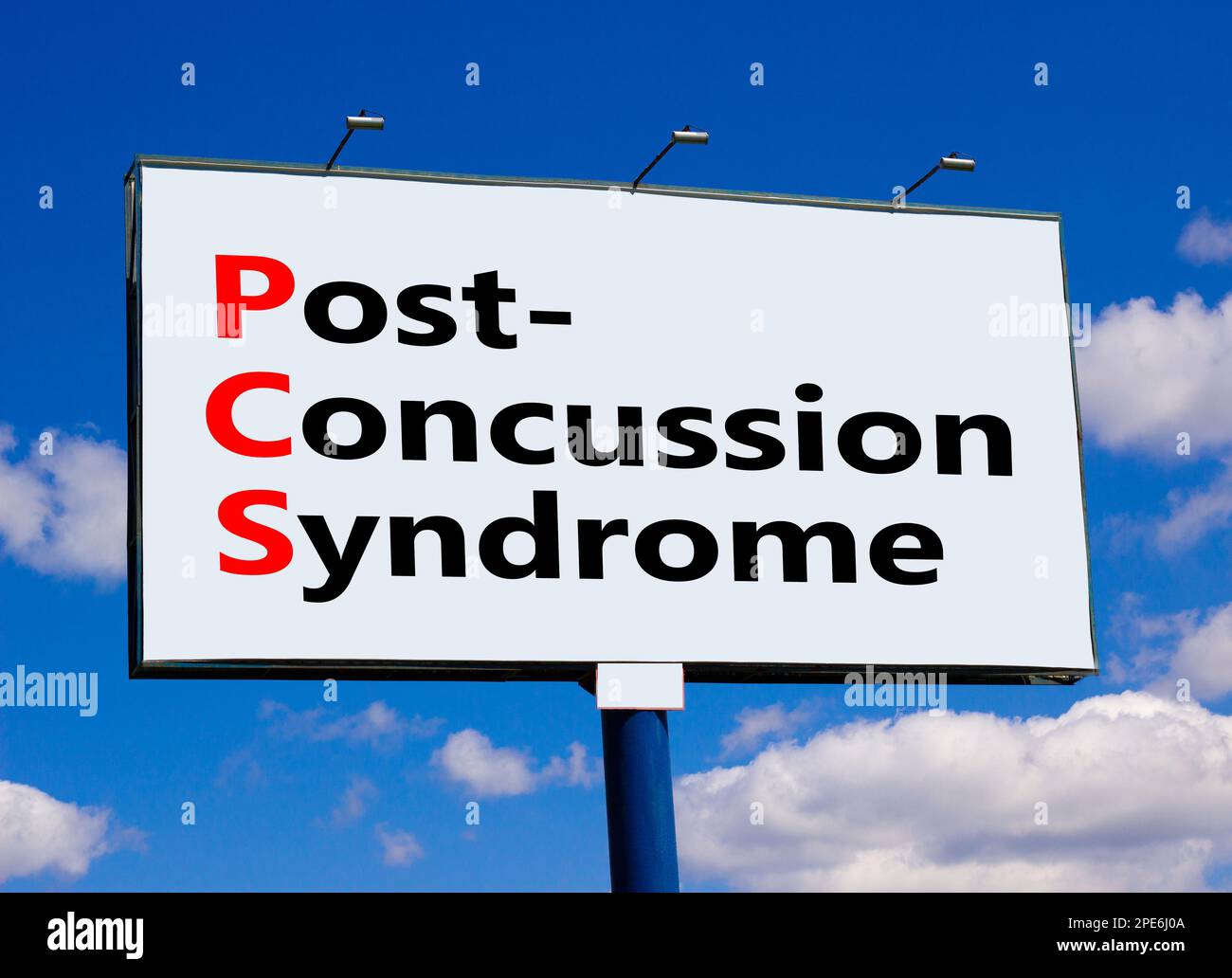 PCS post-concussion syndrome symbol. Concept words PCS post-concussion syndrome on big white ...