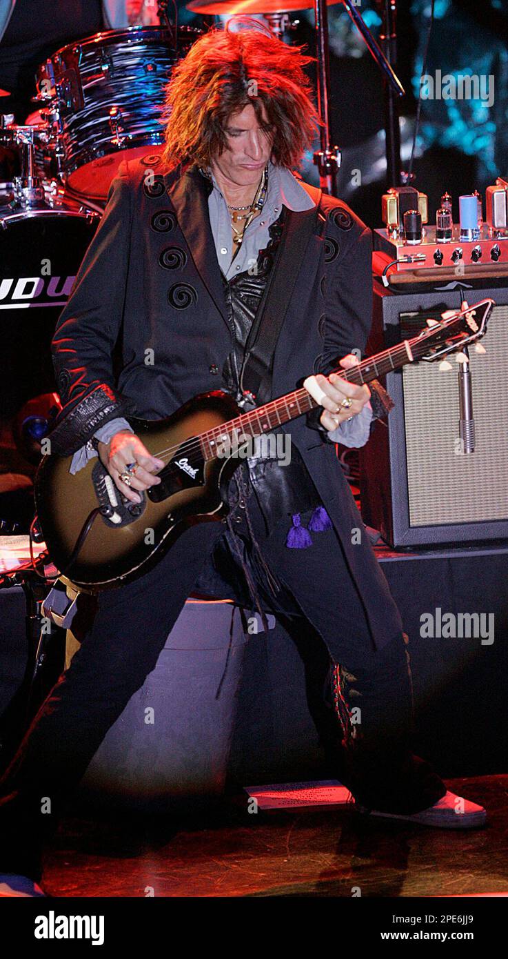 Joe Perry, lead guitarist of Aerosmith performs at Webster Hall ...