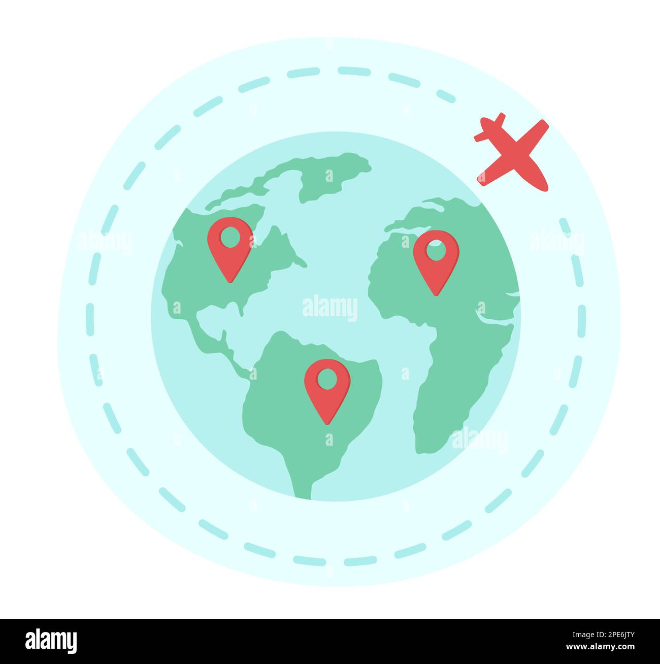 Plane flying around world flat concept vector spot illustration Stock ...