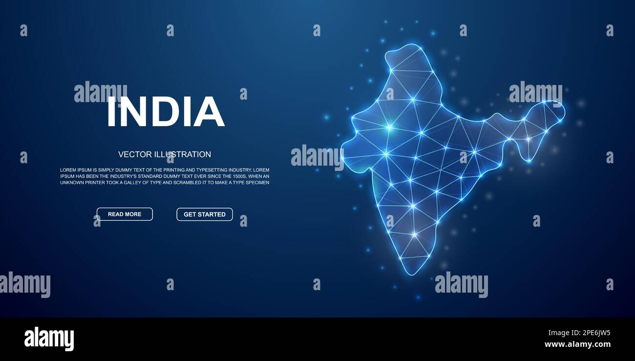 India 3d low poly landing page template. India map design illustration ...