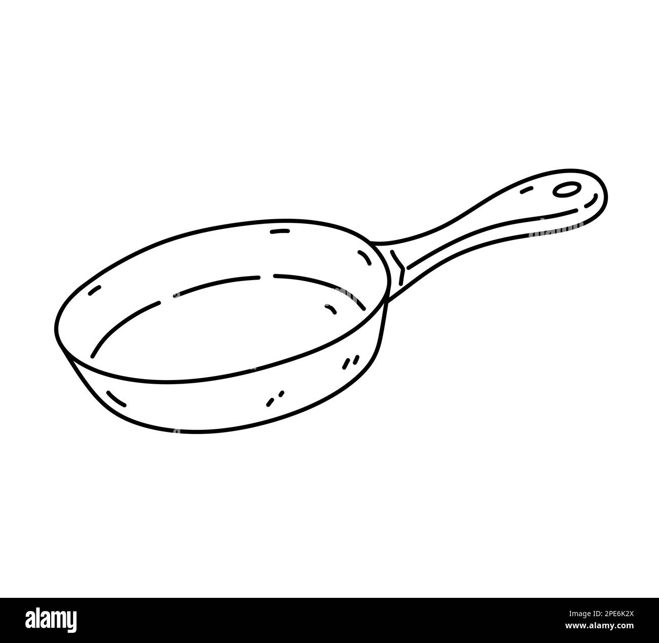 Frying pan isolated on white background. Kitchen utensils. Vector hand ...