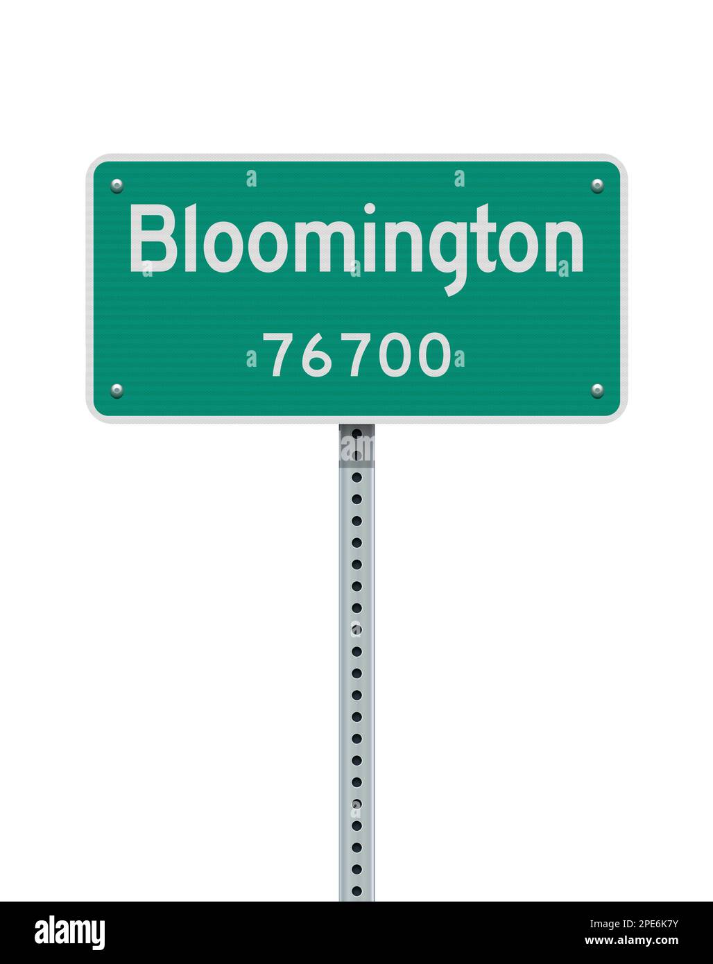 Vector illustration of the Bloomington City (Illinois) green road sign ...