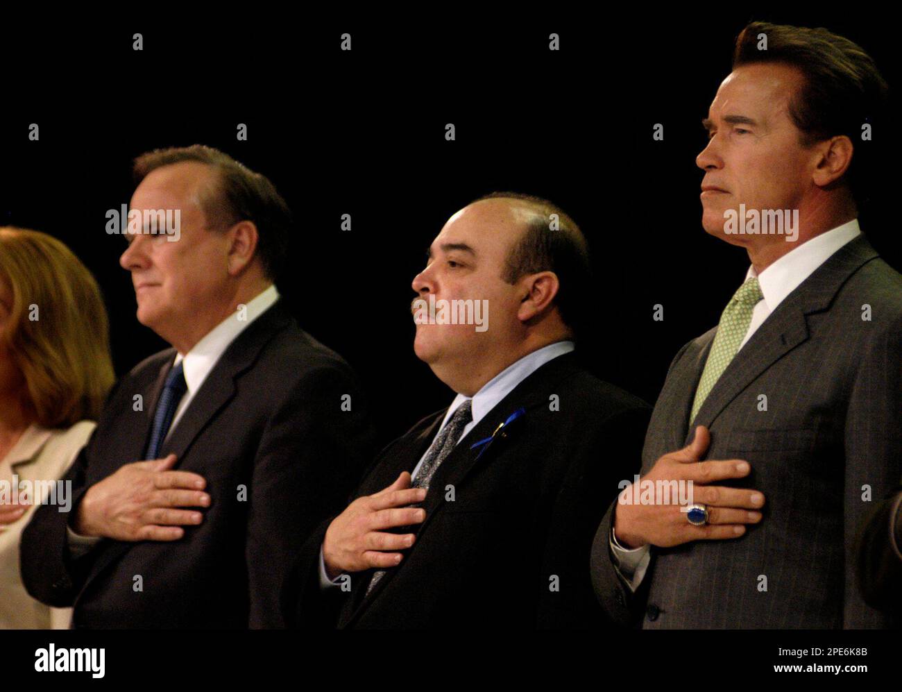 State Attorney General Bill Lockyer, left, Lt. Gov. Cruz Bustamante ...