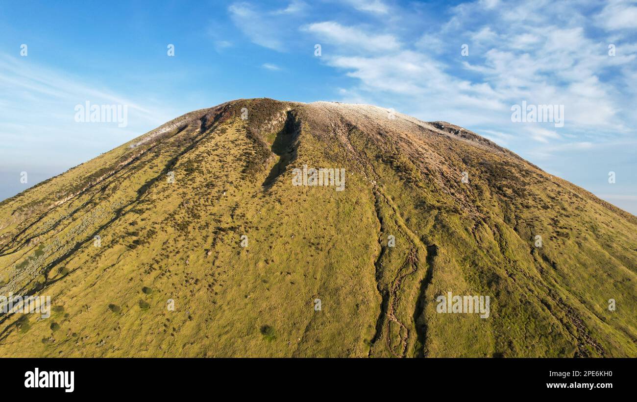 Aerial view of Mount Sindoro in Indonesia with noise cloud. High ...