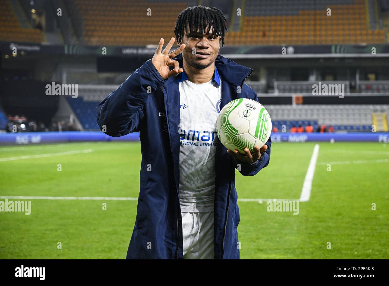 Gent's Gift Emmanuel Orban celebrates after winning a soccer game ...
