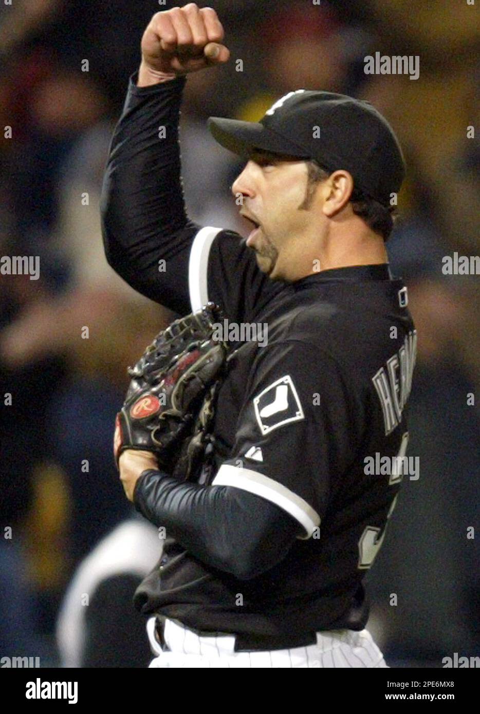 Chicago White Sox relief pitcher Dustin Hermanson celebrates after ...