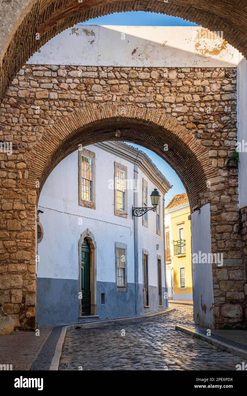 Resting Arch in medieval walls is one of 4 entrances to the old town in ...