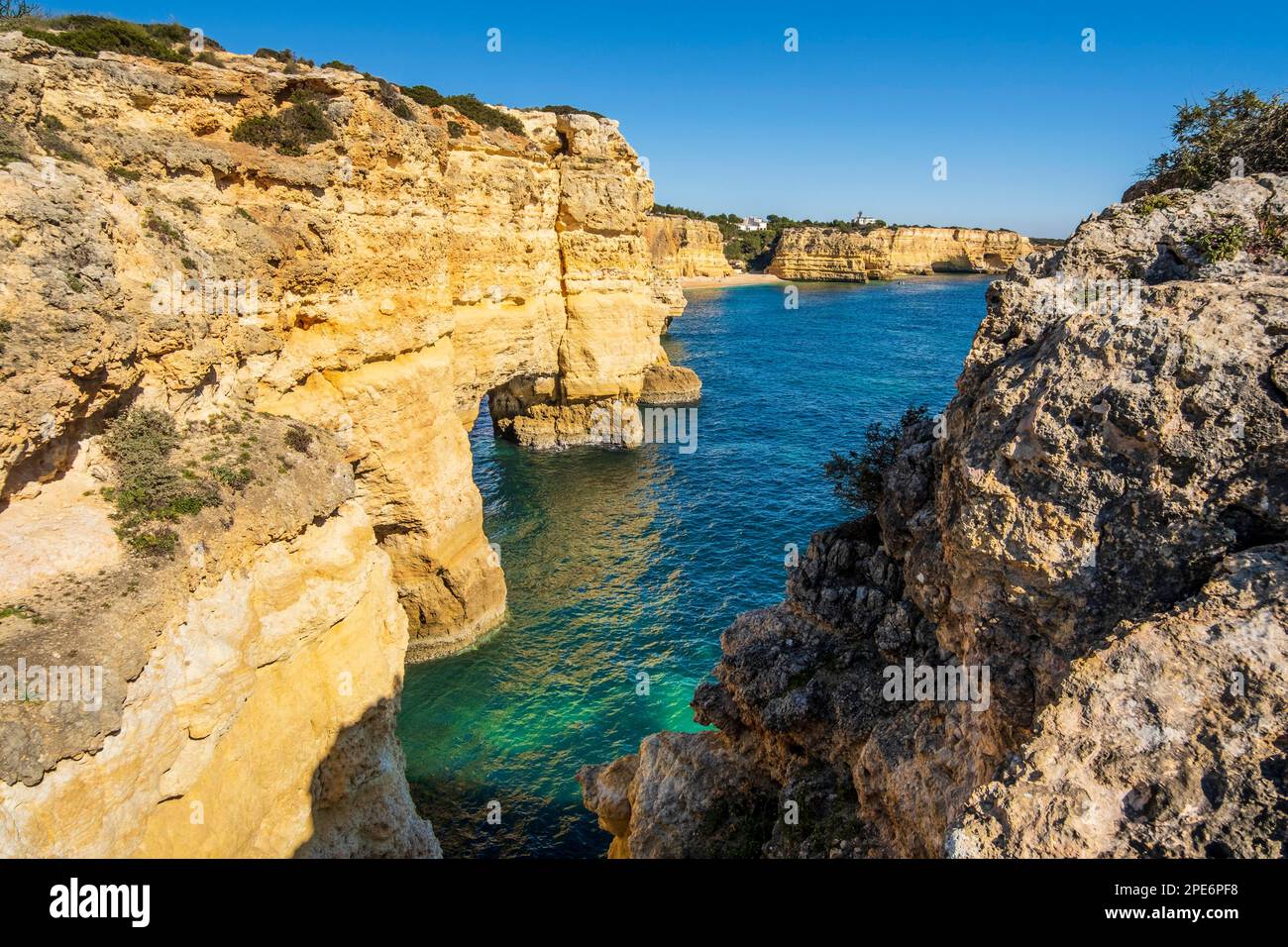 Beautiful cliffs and rock formations by the Atlantic Ocean at Marinha ...