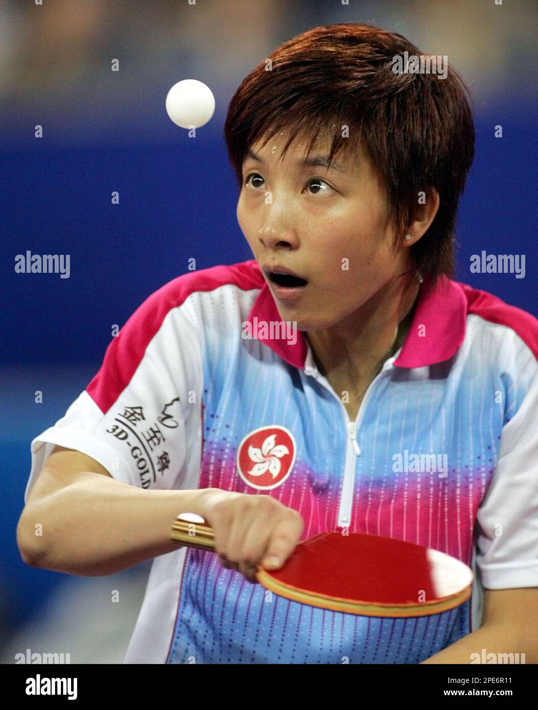 Hong Kong's Lin Ling serves during her win over Tamara Boros, of ...