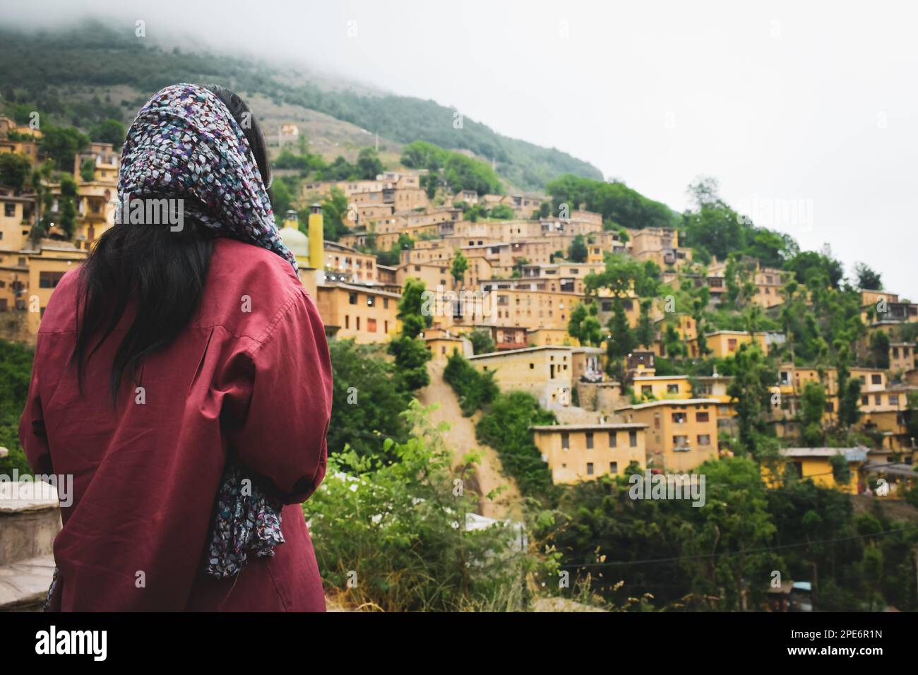 Tourist walk around Masuleh historical village in north east Iran ...