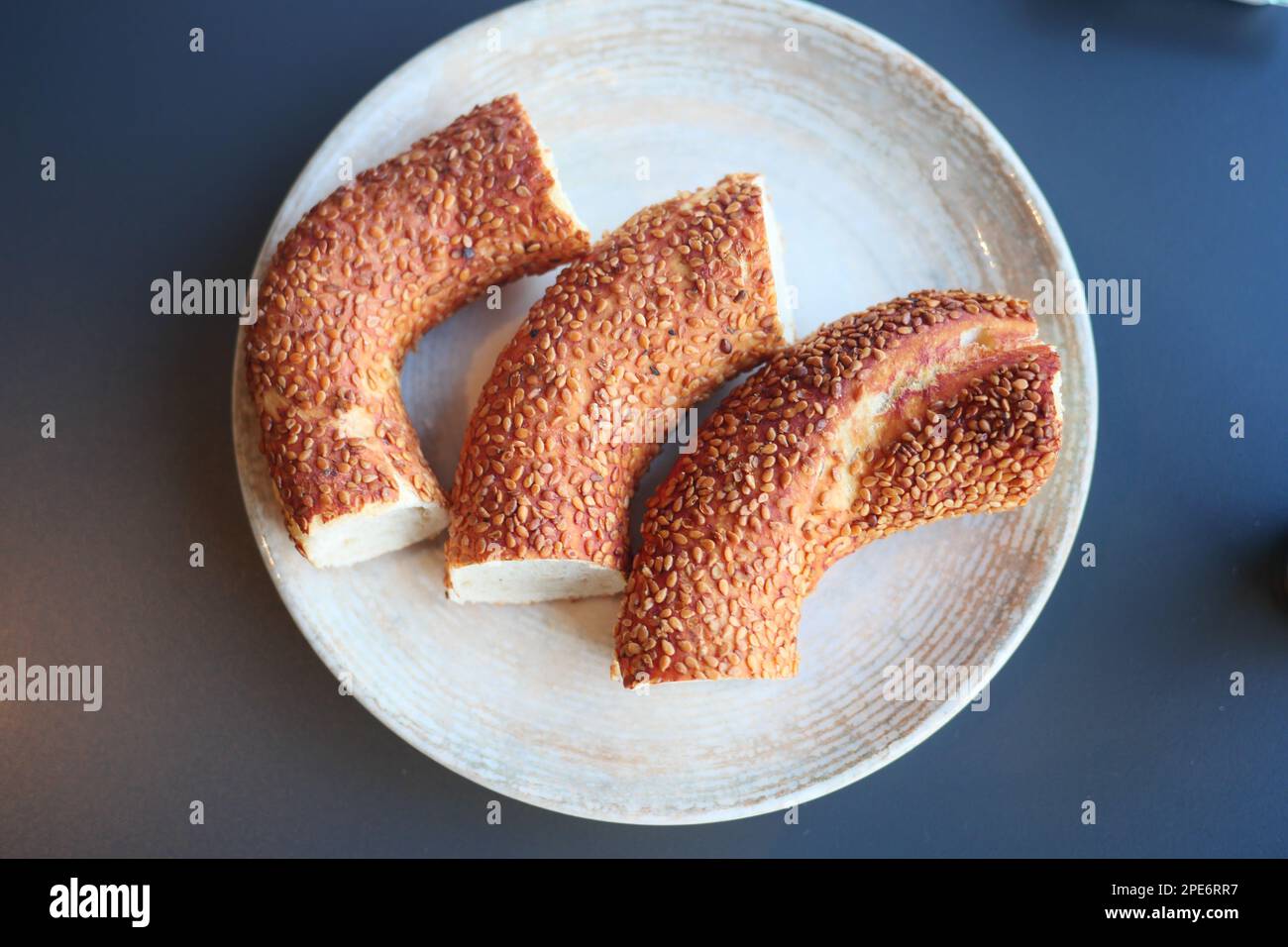 Turkish Bagel Simit on white background Stock Photo - Alamy