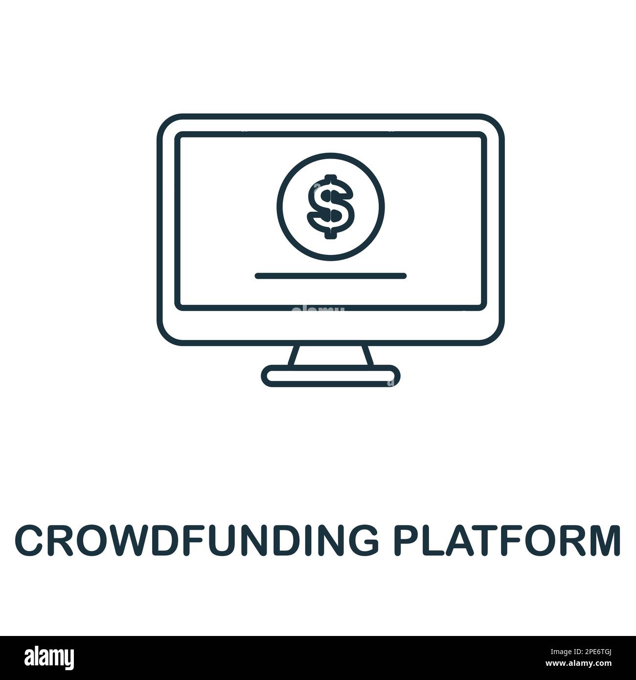 Crowdfunding Platform line icon. Monochrome simple Crowdfunding ...