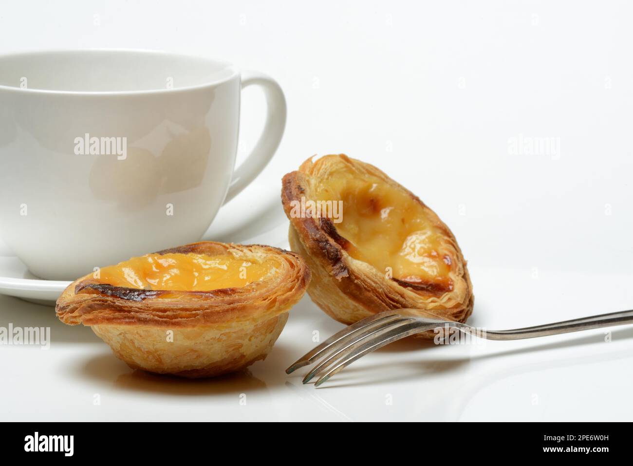 Pastel de Nata, Pasteis de Nata with coffee cup, custard tart ...