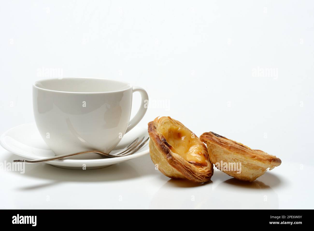 Pastel de Nata, Pasteis de Nata with coffee cup, custard tart ...