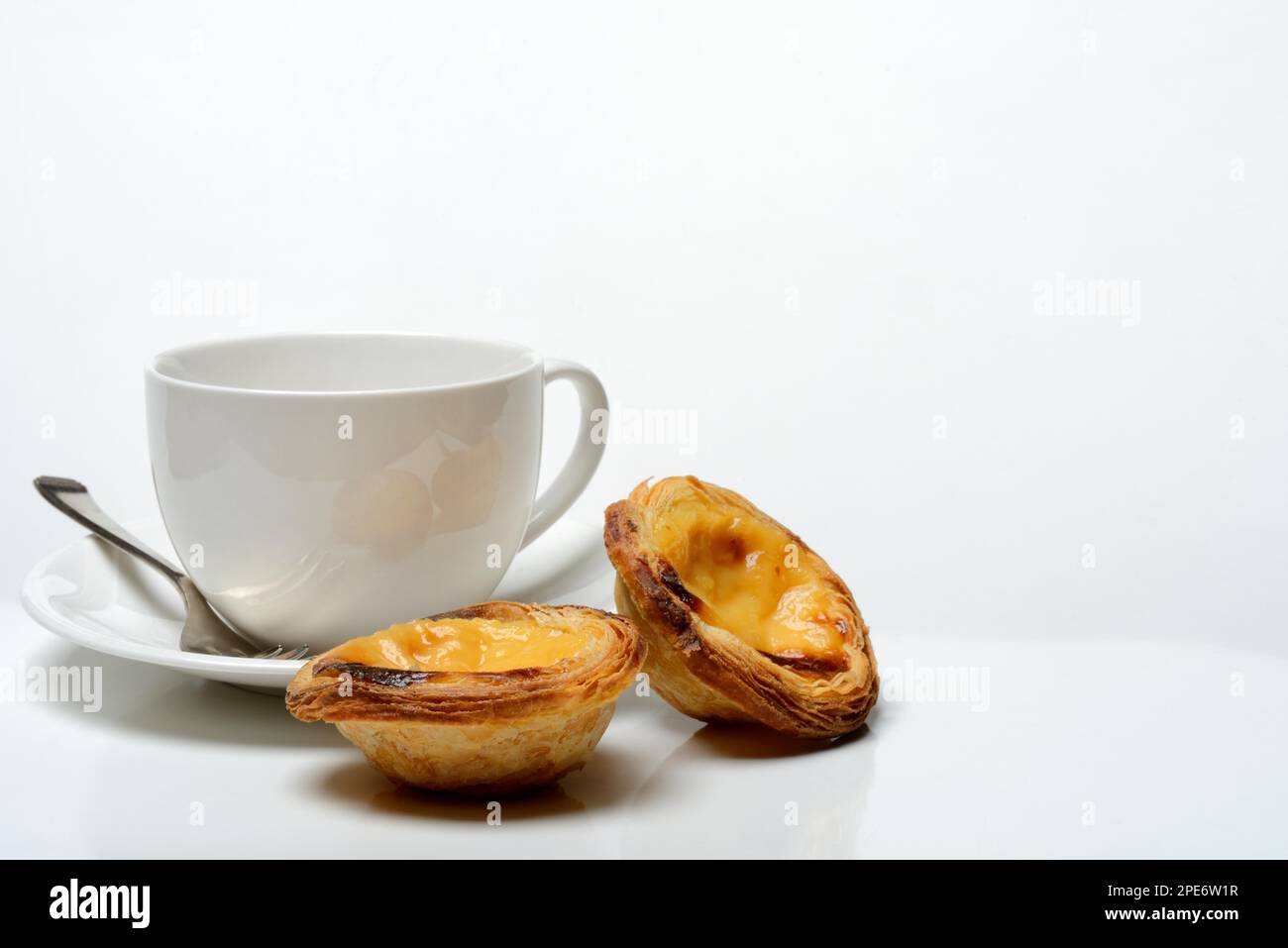 Pastel de Nata, Pasteis de Nata with coffee cup, custard tart ...