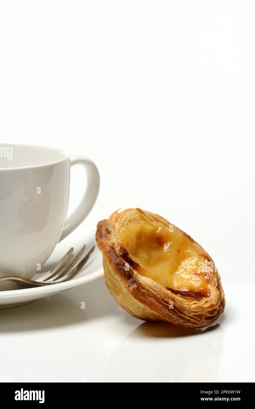 Pastel de Nata, Pasteis de Nata with coffee cup, custard tart ...