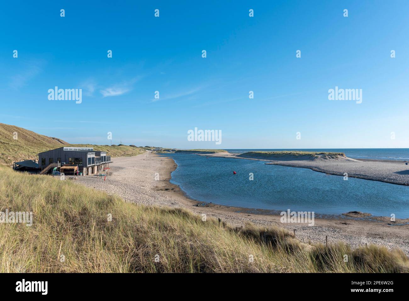 Landscape with the lagoon on the beach of Camperduin, Schoorl, North ...