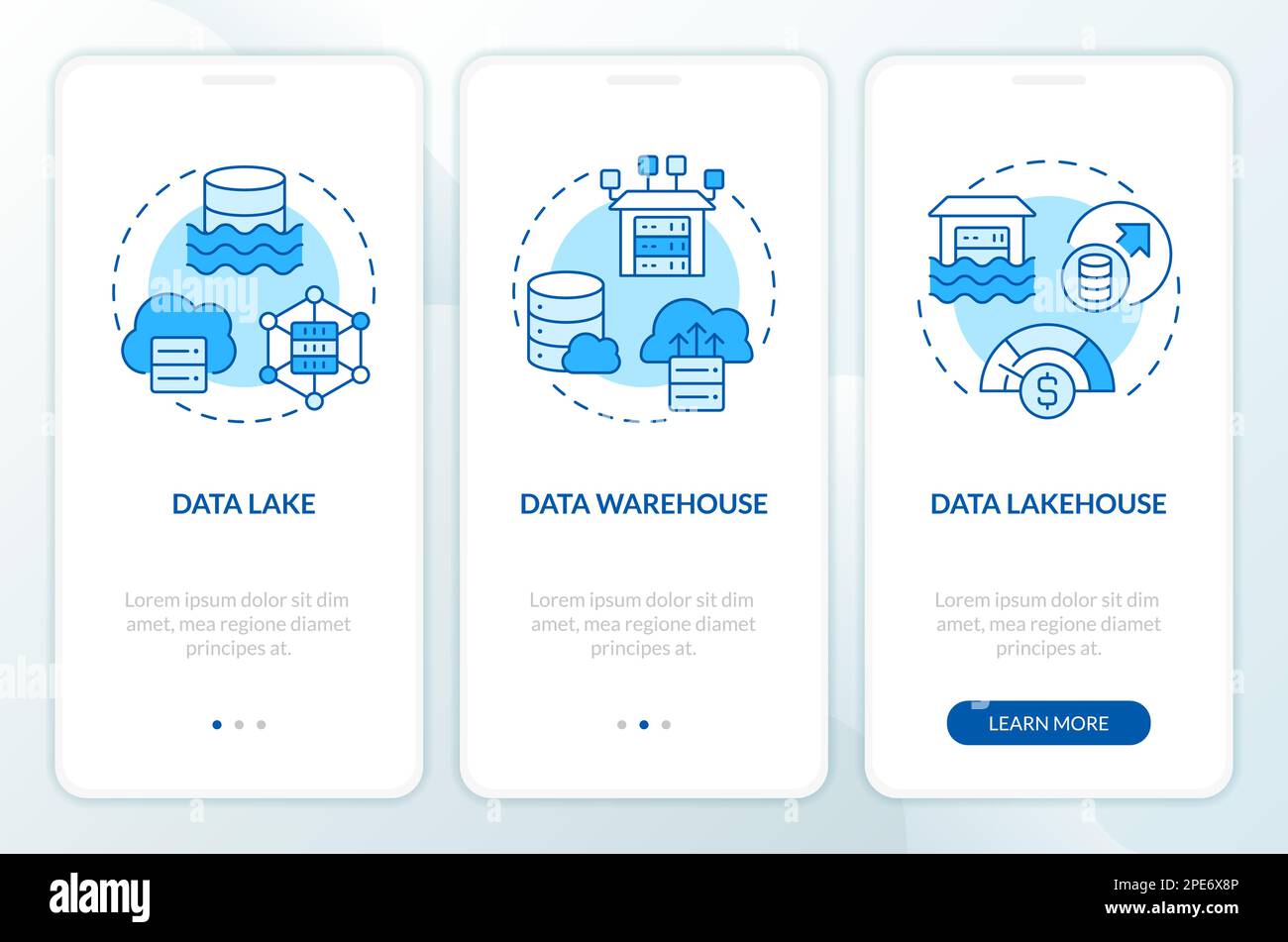 Data repositories blue onboarding mobile app screen Stock Vector Image & Art - Alamy