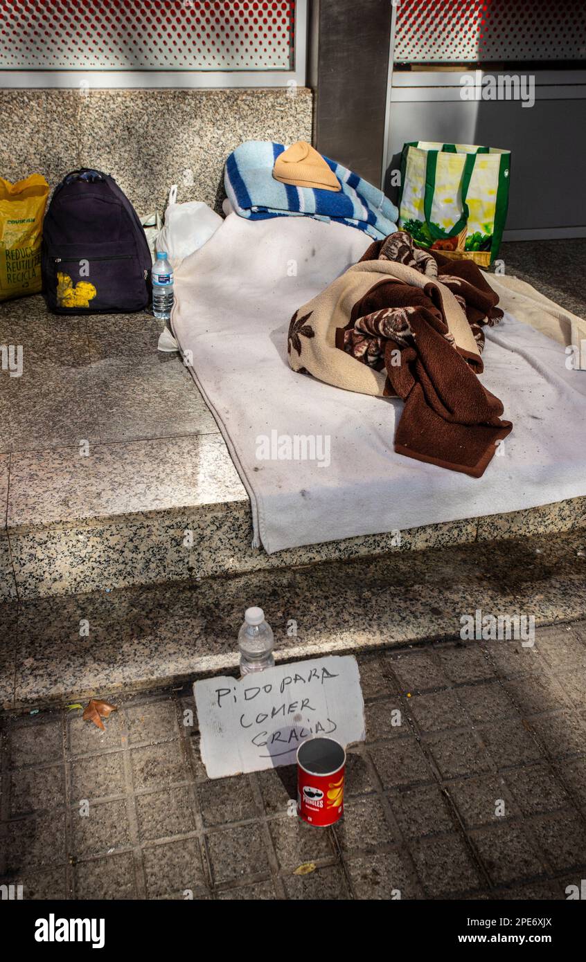 sleeping place for homeless people, Spain Stock Photo - Alamy