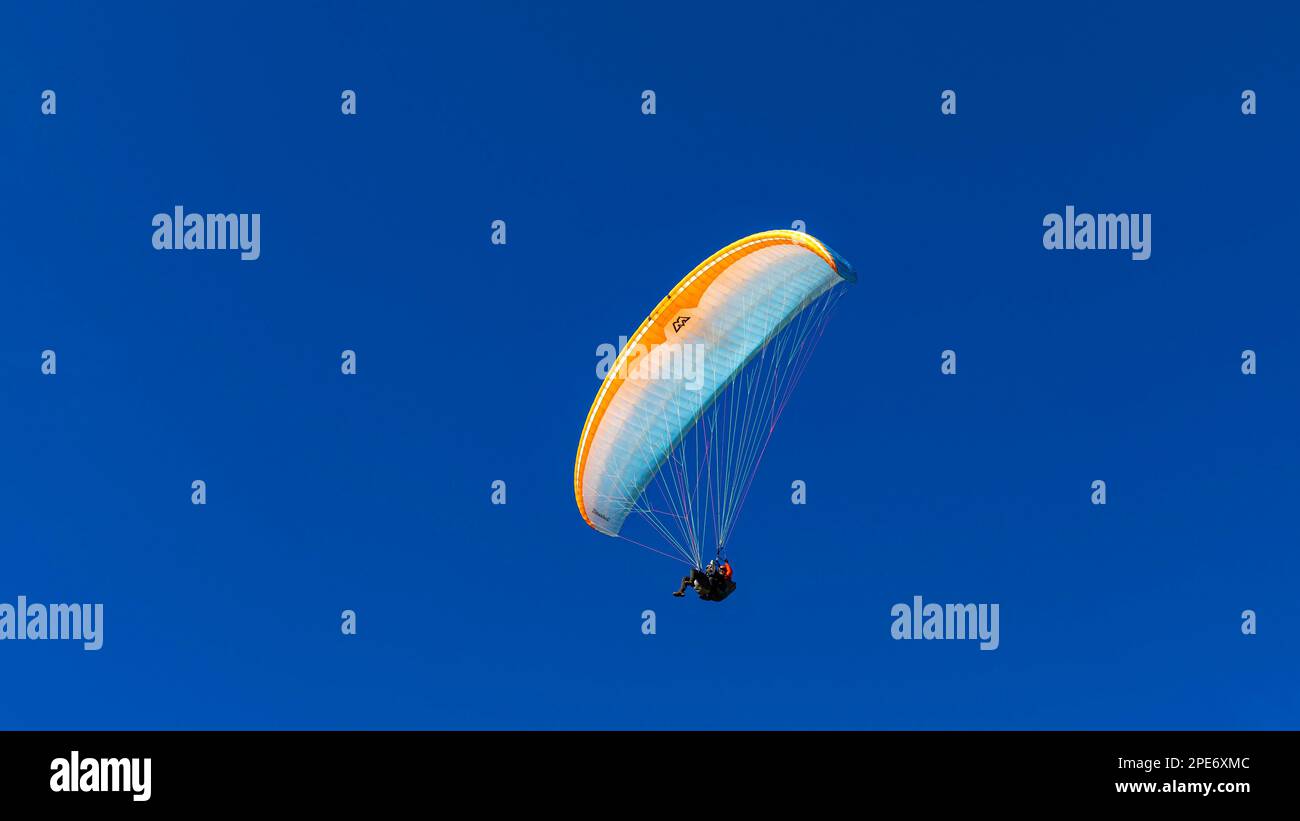 Paragliding in Val Gardena, Dolomites, South Tyrol, Italy Stock Photo ...