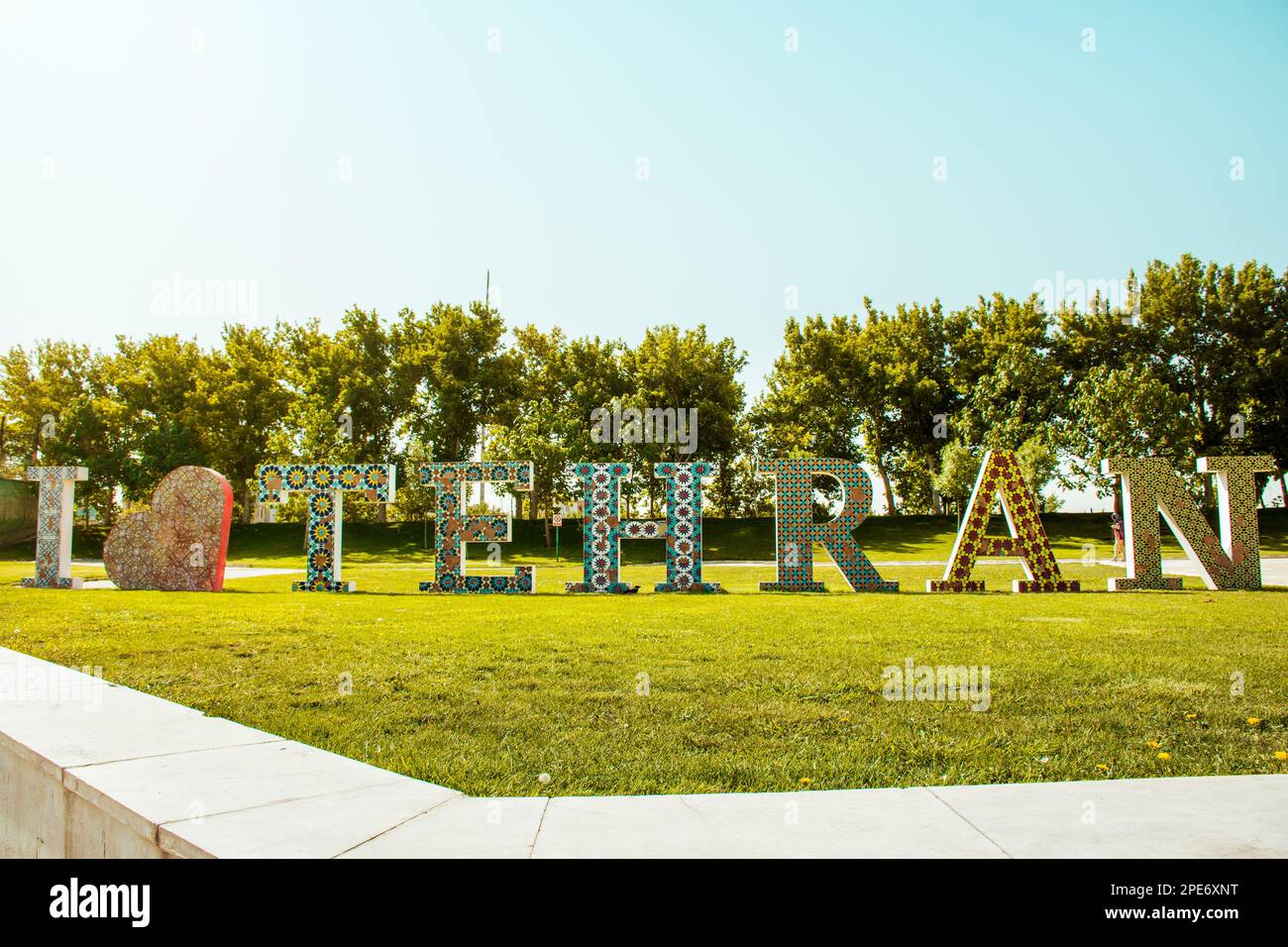 Tehran, Iran - may 15th, 2022: I love Tehran statue in capital city of ...