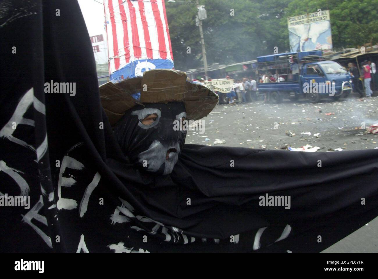 A university student protests against the Central American Free Trade ...