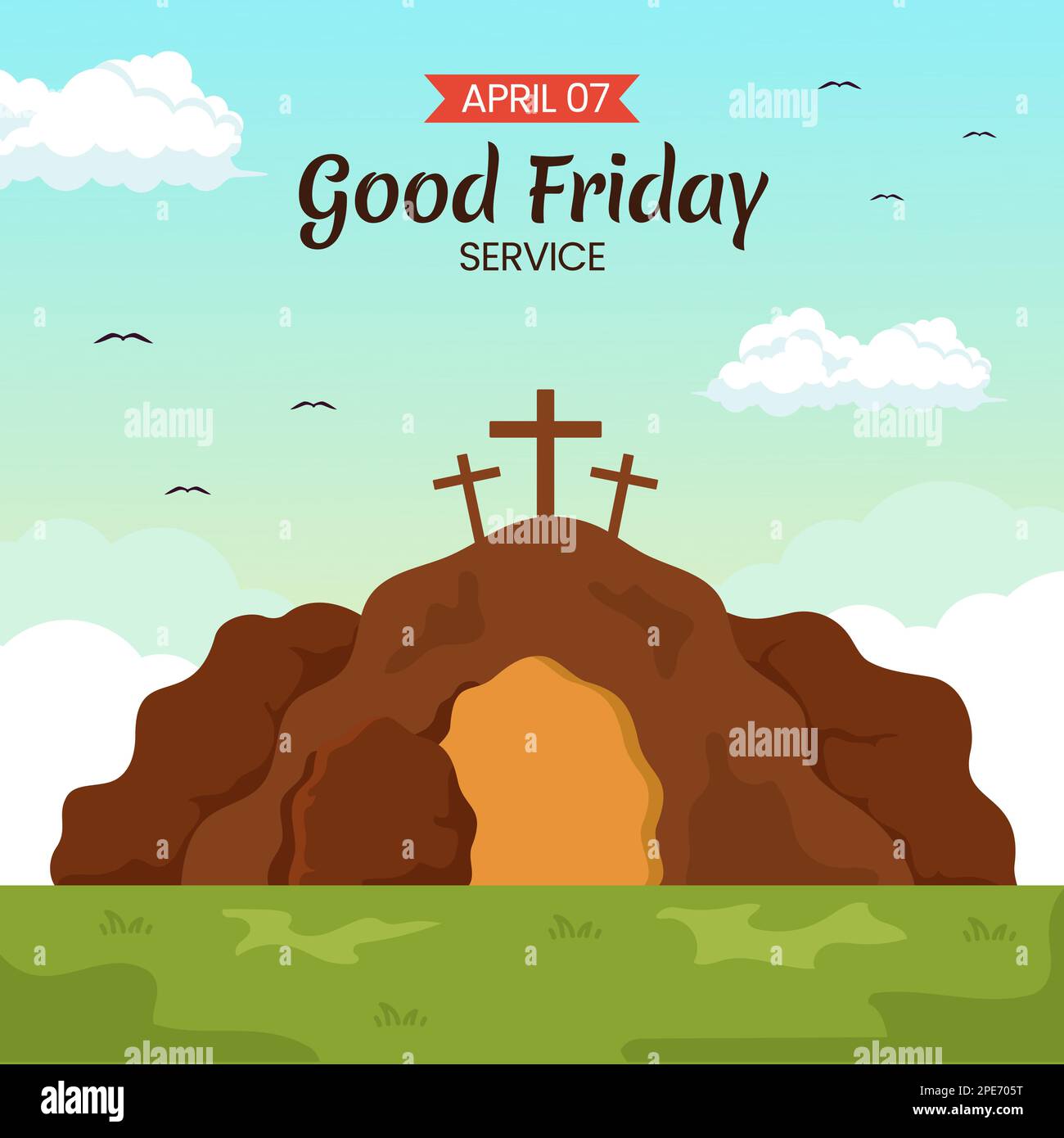 Happy Good Friday Social Media Background Illustration Cartoon Hand ...