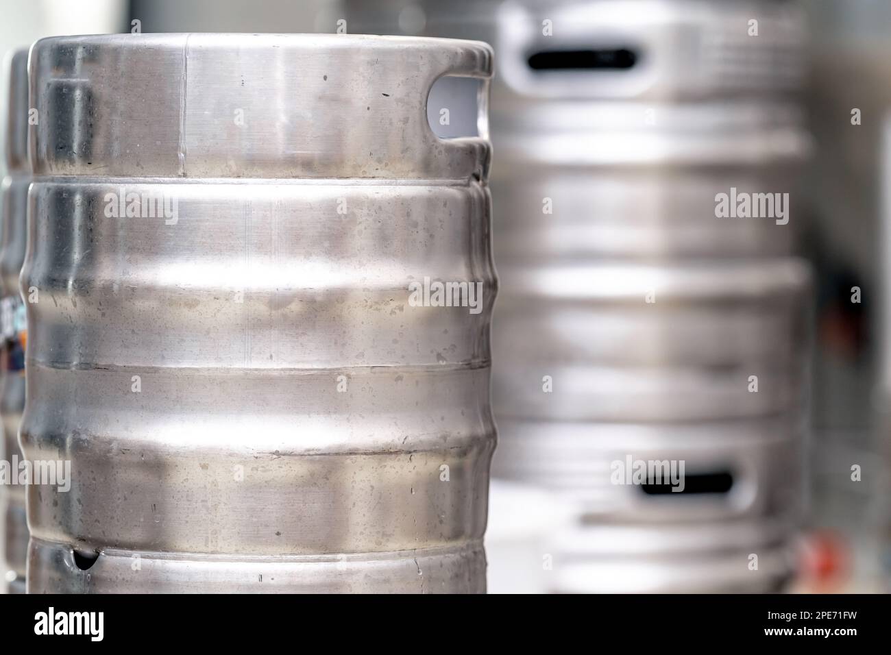 stainless steel beer barrel in the brewery Stock Photo - Alamy