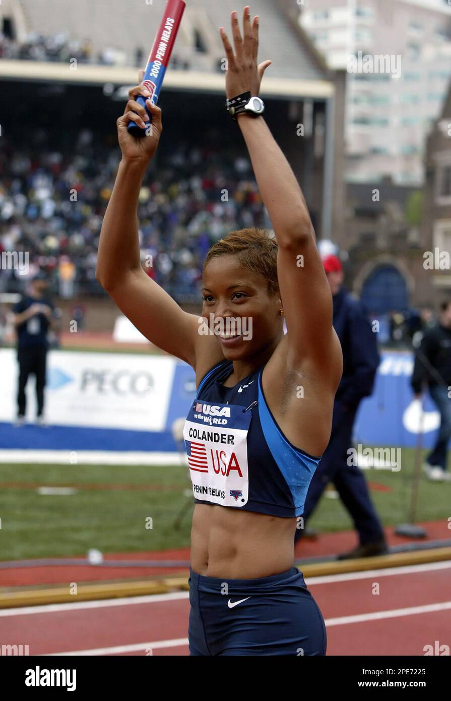 United States team member LaTasha Colander celebrates after crossing ...