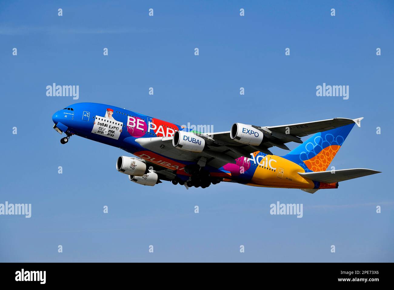 Taking off Emirates Airlines special livery Expo Dubai 2021-2022 Airbus ...