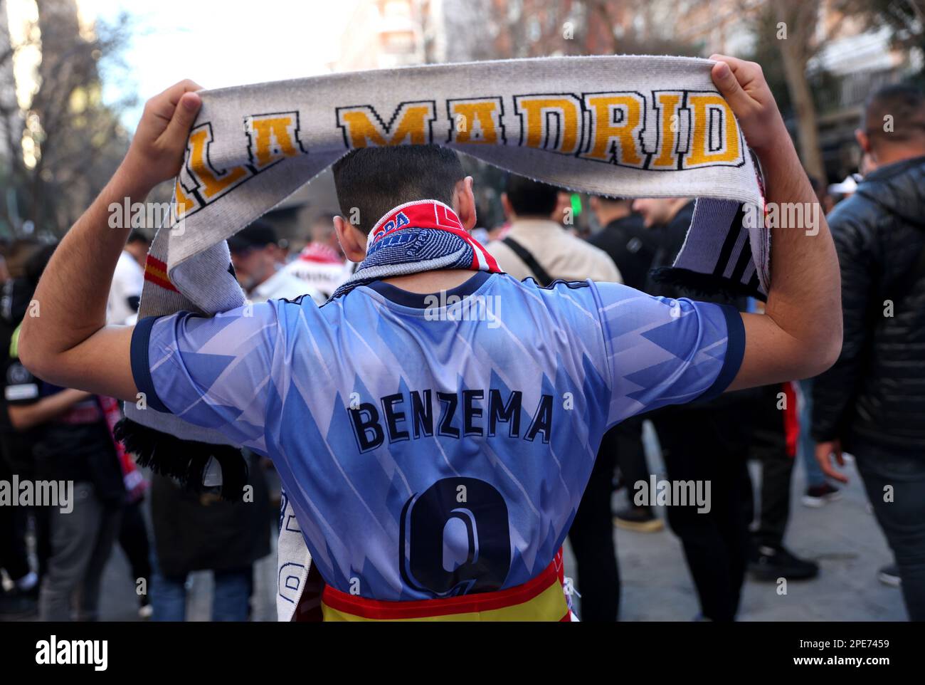 Real Madrid fans outside before the UEFA Champions League round of ...
