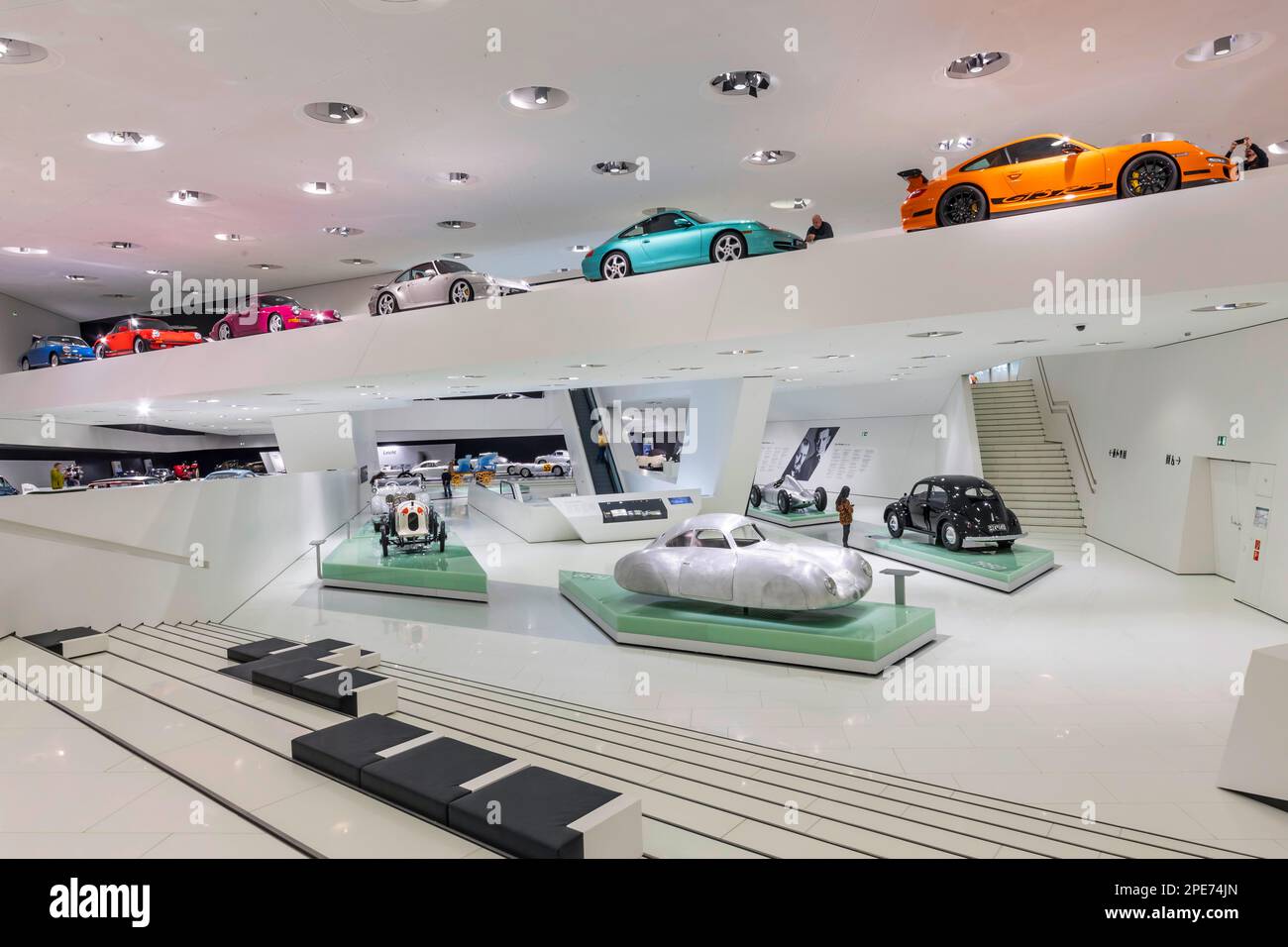Porsche Museum, interior view of the car museum, Stuttgart, Baden ...