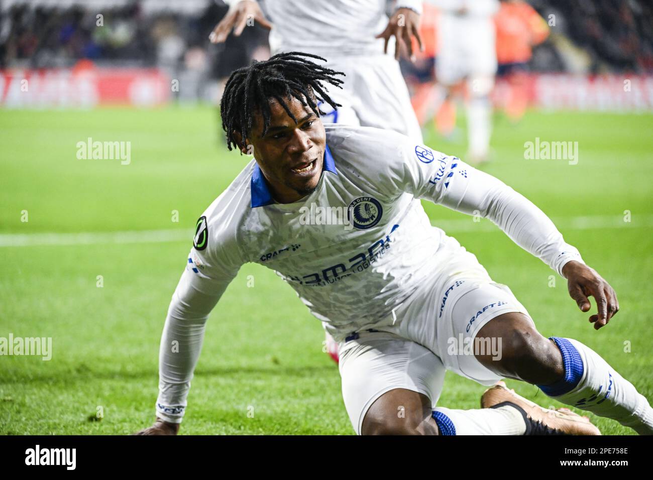 Gent's Gift Emmanuel Orban celebrates after scoring during a soccer ...