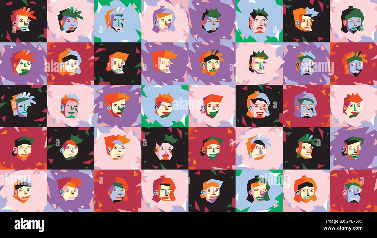 Abstract geometric faces in a Cubist inspired style Stock Vector Image ...