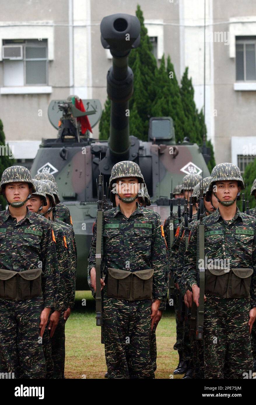 Soldiers of the 66th Marine Corps stand in formation during an exercise ...